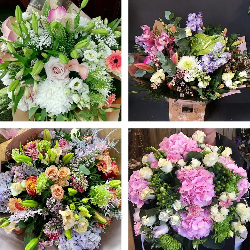 Hand-tied bouquet made with beautiful fresh flowers